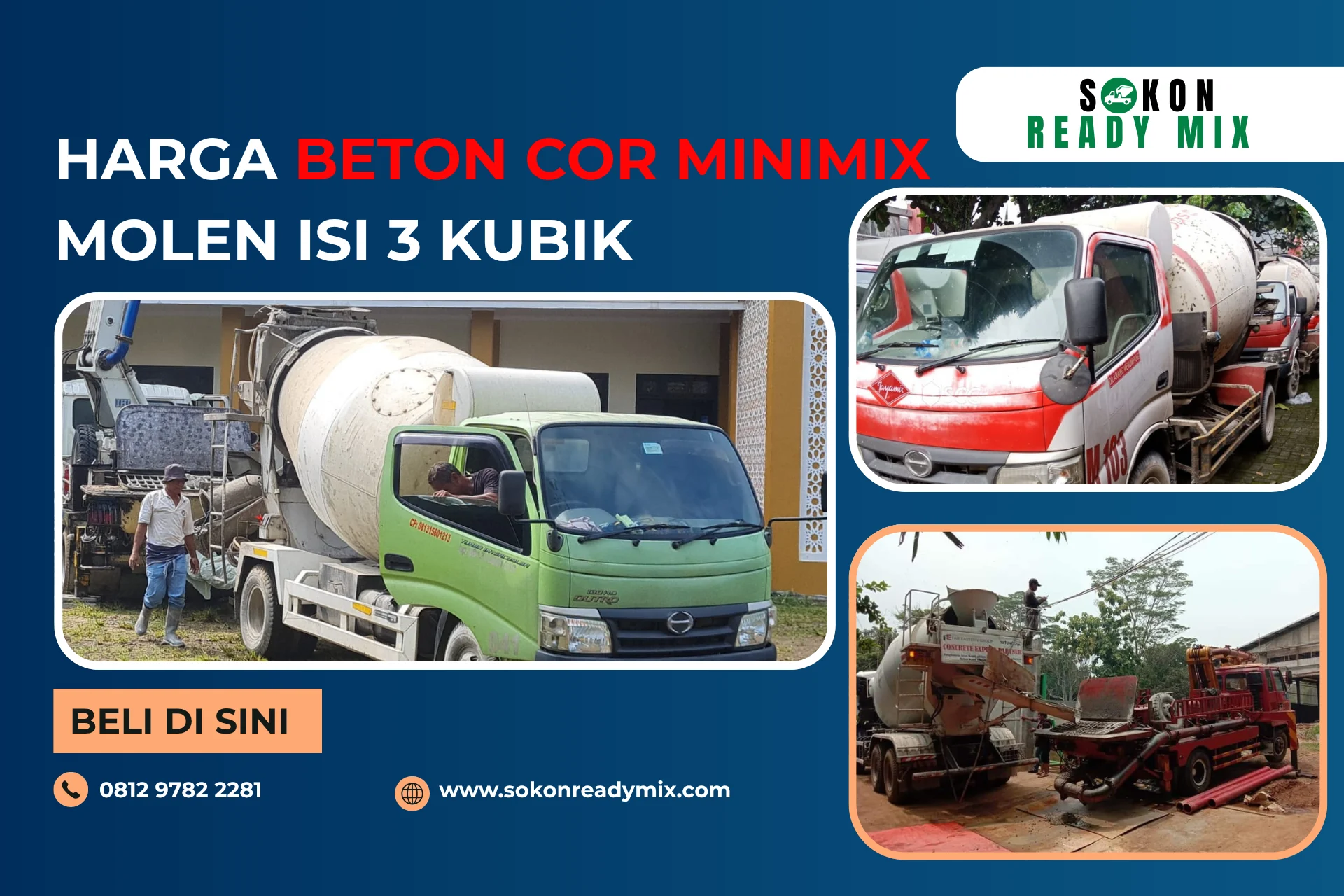 Harga Beton Cor Minimix Molen Isi 3 Kubik (M3) 2026 - Jual Beton Ready Mix
